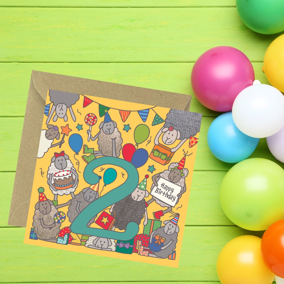 Sheep 2nd Birthday Card: Felltarn Illustrated Design - Etsy
