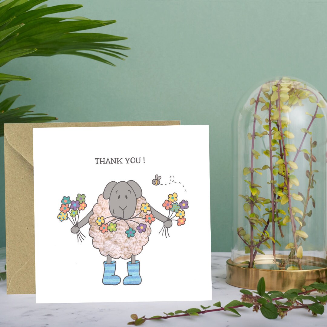 Thank You Card Sheep, Thank You Card for Him, for Her, for Friend ...