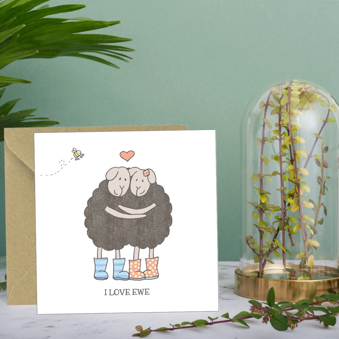 Valentine's Sheep Card, Love You, Love Ewe, Valentine for Him, for Her ...
