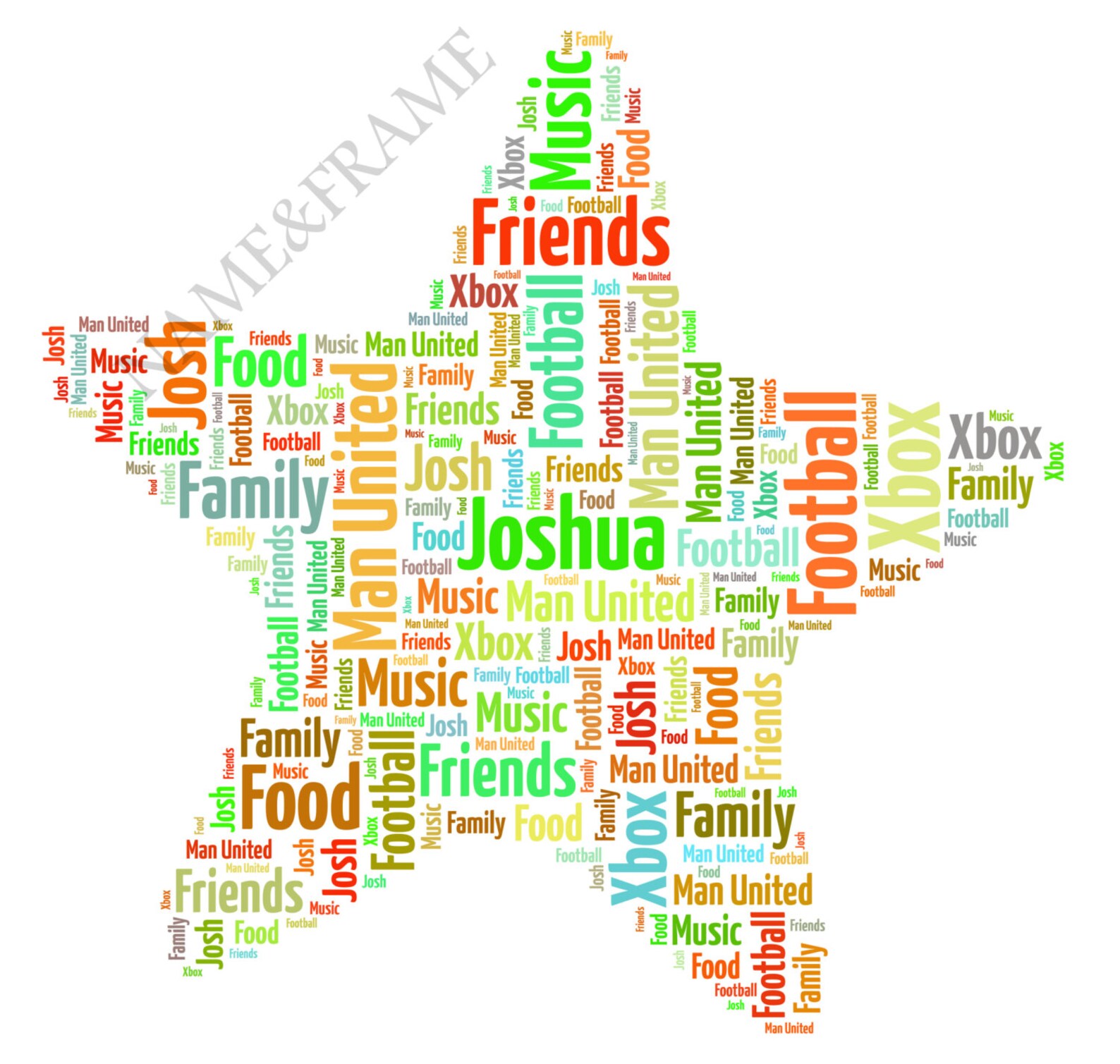 Personalised Star Word Art Print | Etsy