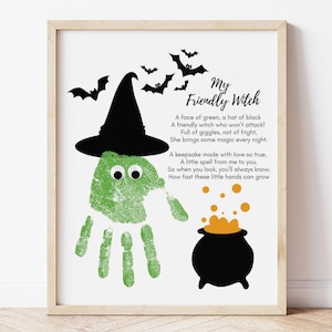 Halloween Handprint Art, Halloween Witch Handprint Craft, Halloween ...