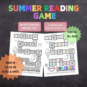 Printable Summer Reading Game, Kids Reading Challenge, Summer Reading ...