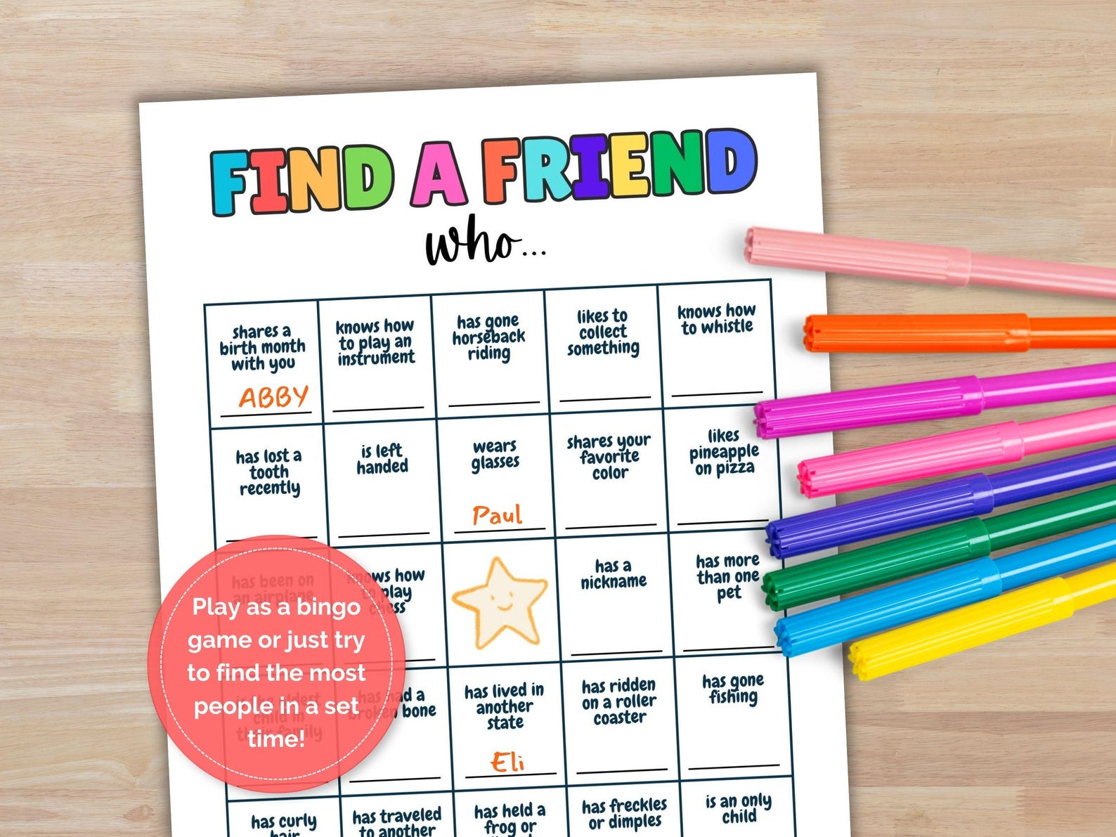 Find Someone Who for Kids, Back to School Find a Friend Game, Printable ...