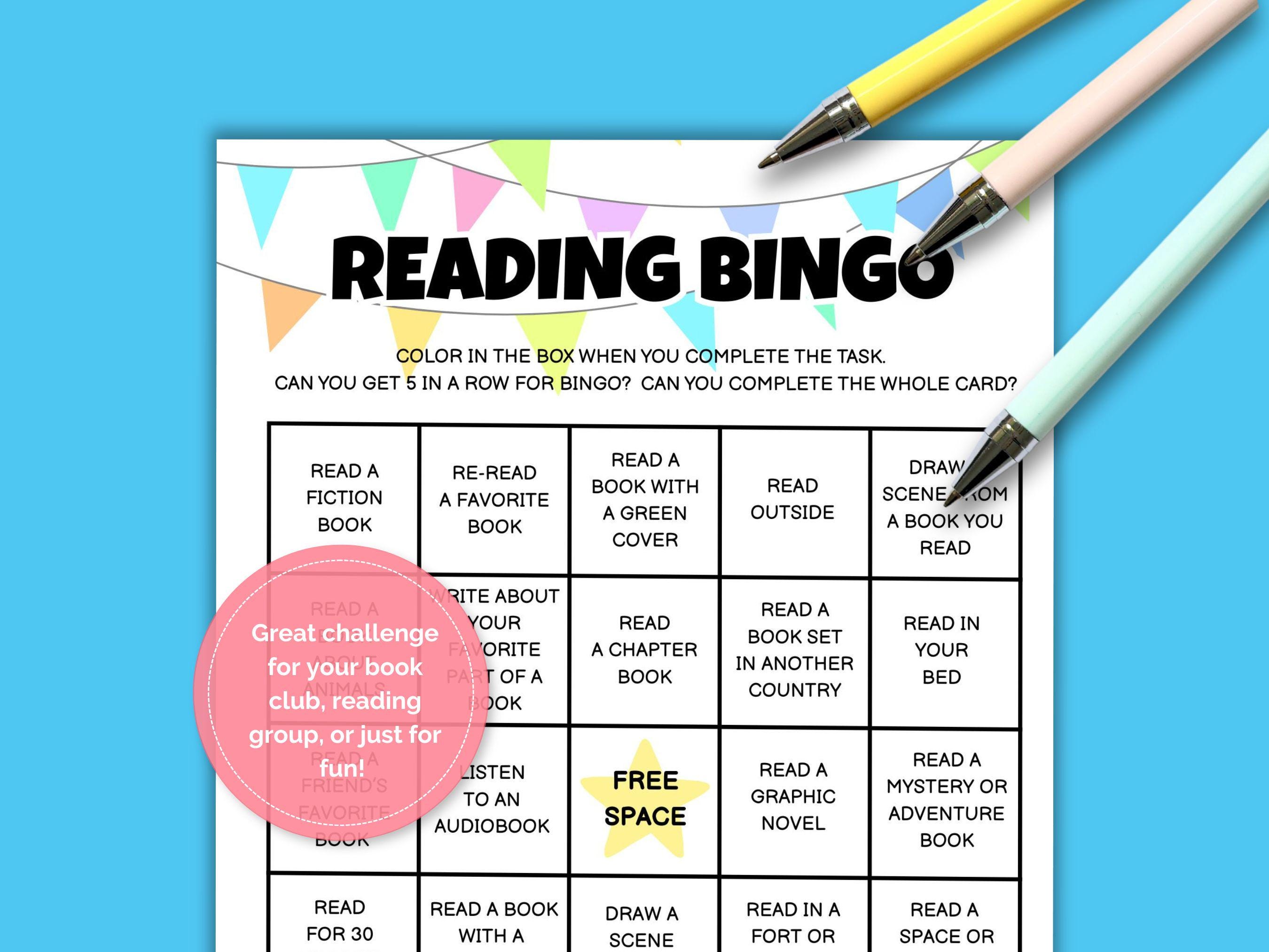 Reading Bingo, Book Bingo, Book Club Game, Summer Reading Bingo, Adult ...