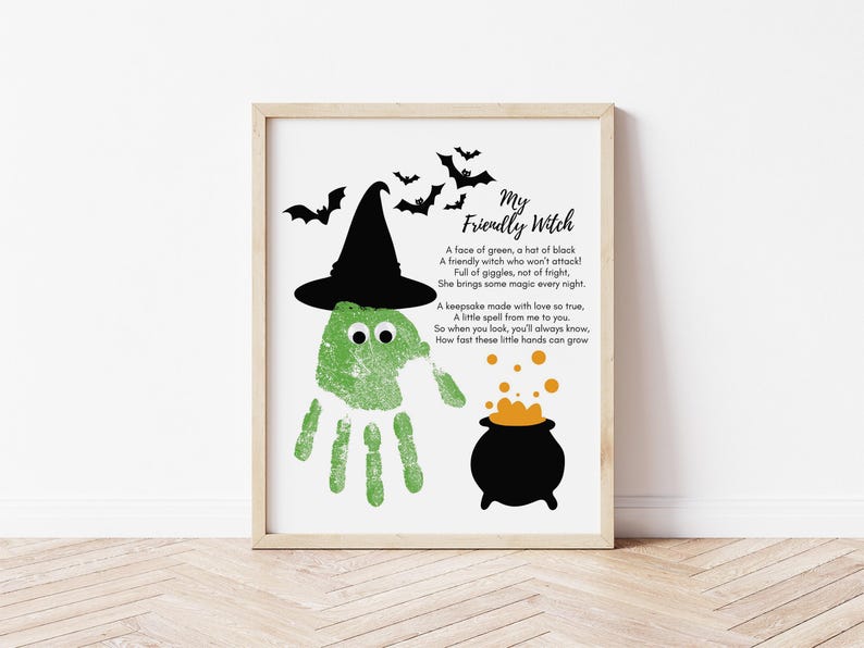 Halloween Handprint Art, Halloween Witch Handprint Craft, Halloween ...