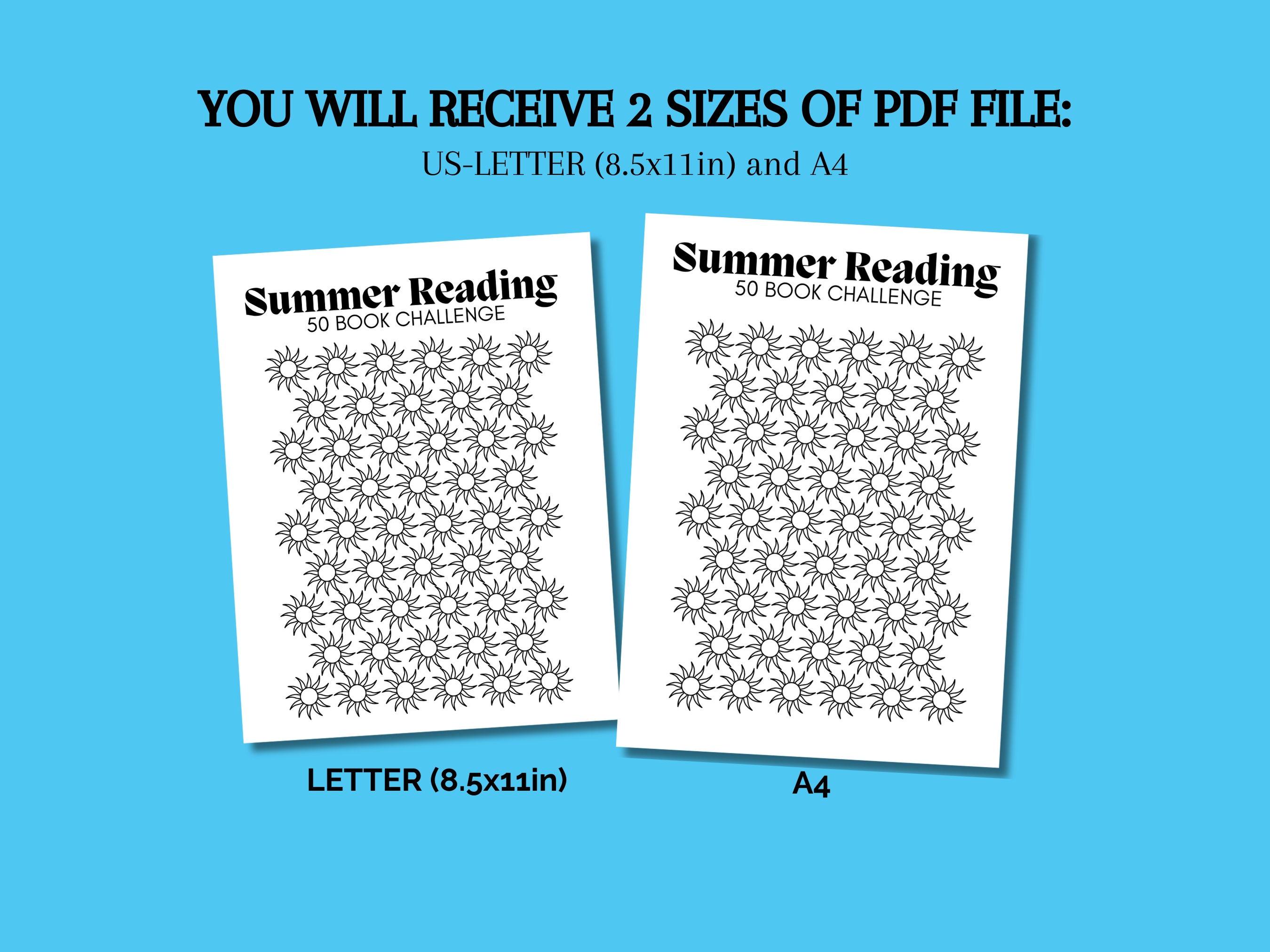 Summer Reading 50 Book Challenge, Summer Book Tracker, Kids Summer ...