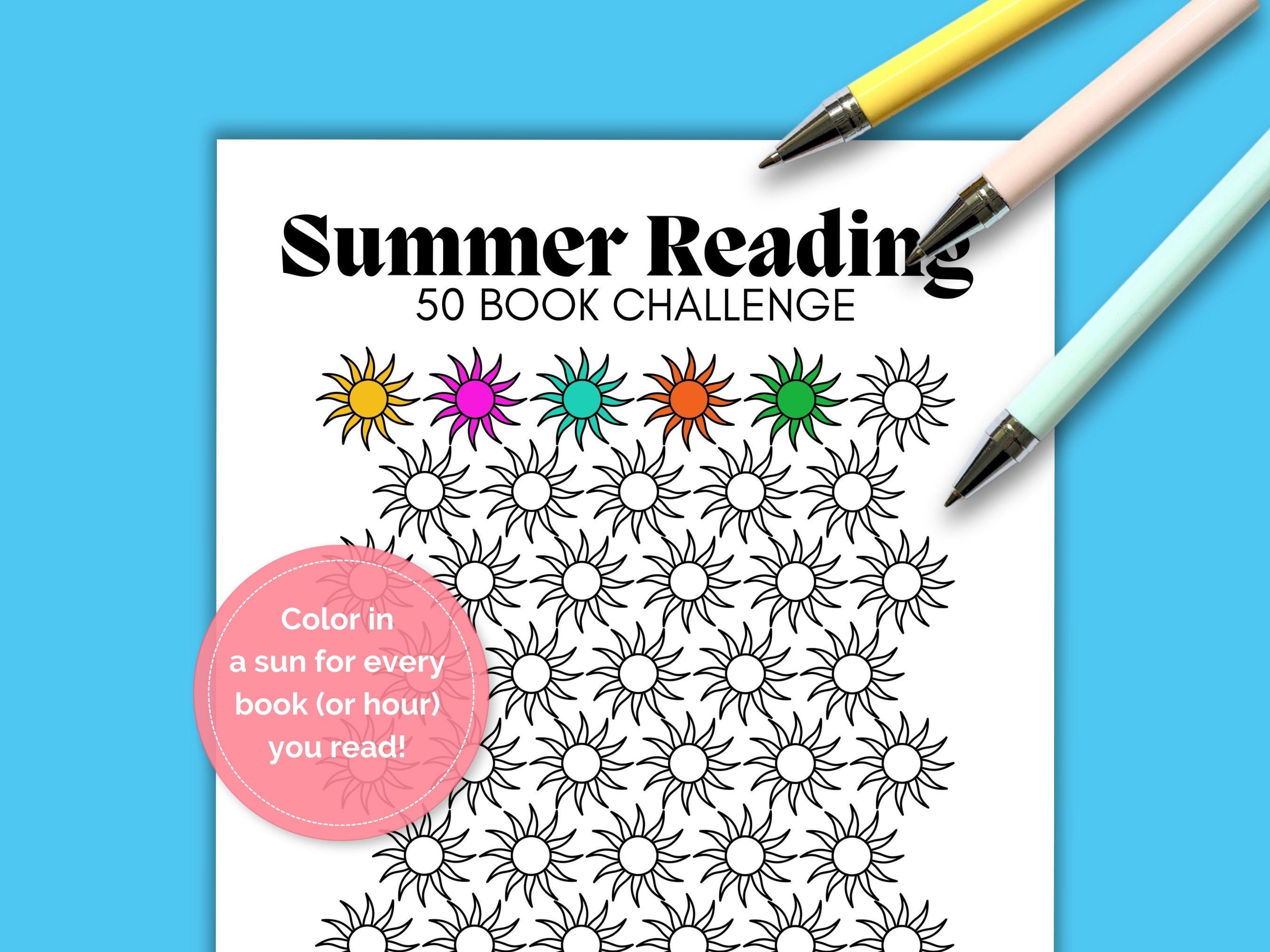 Summer Reading 50 Book Challenge, Summer Book Tracker, Kids Summer ...