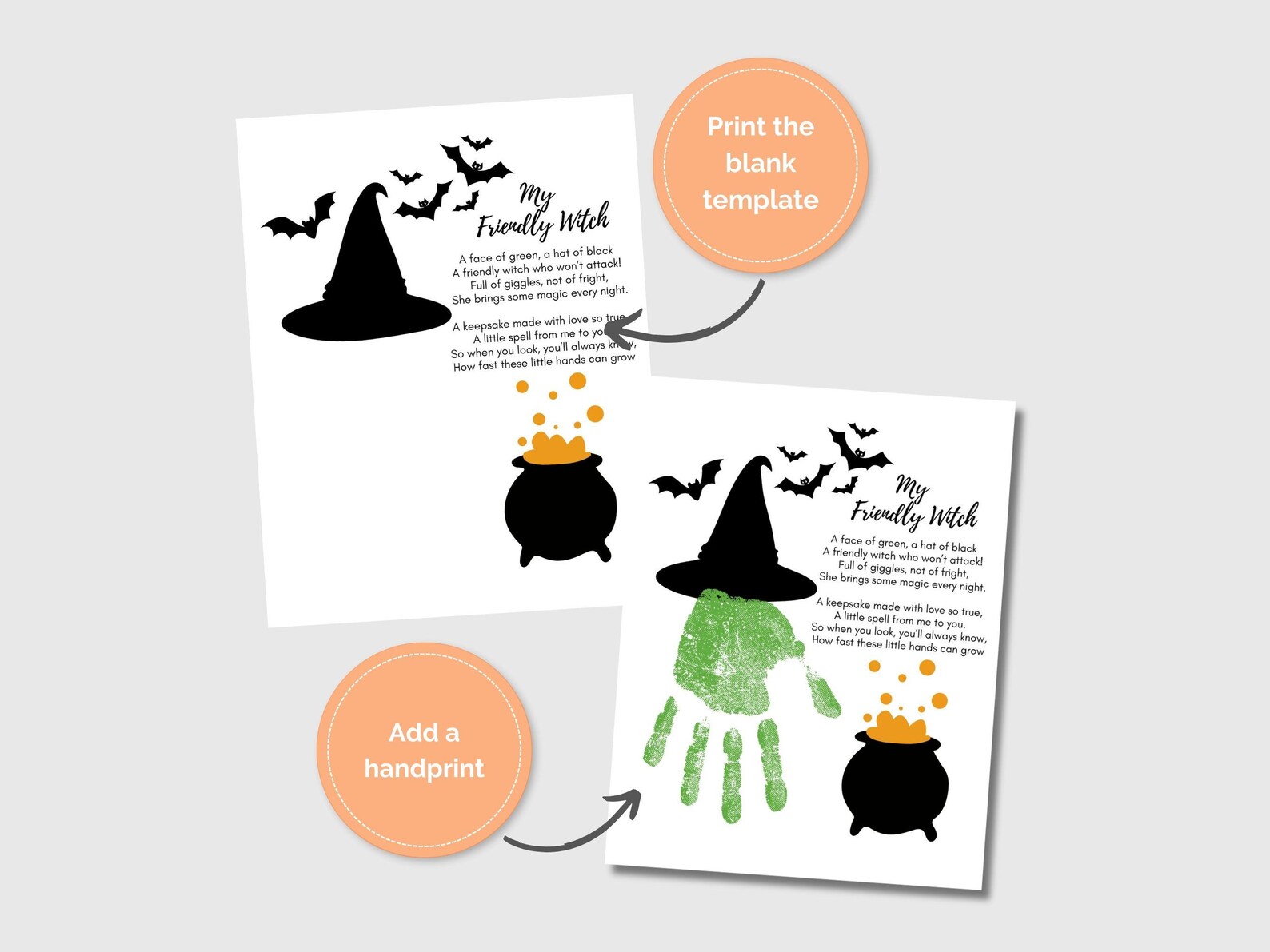 Halloween Handprint Art, Halloween Witch Handprint Craft, Halloween ...