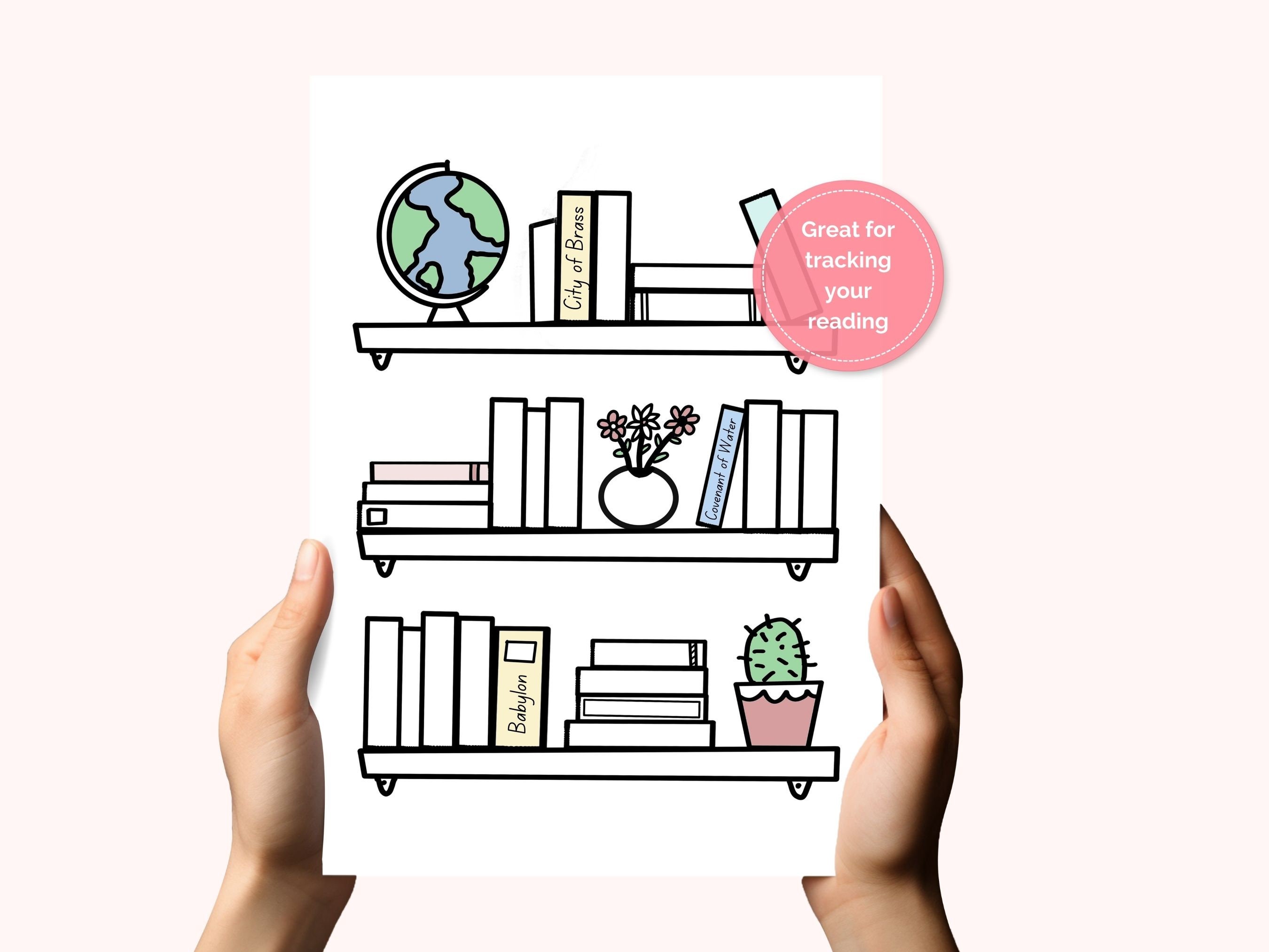 Bookshelf Reading Tracker, Printable Reading Log for Book Lovers, 25 ...