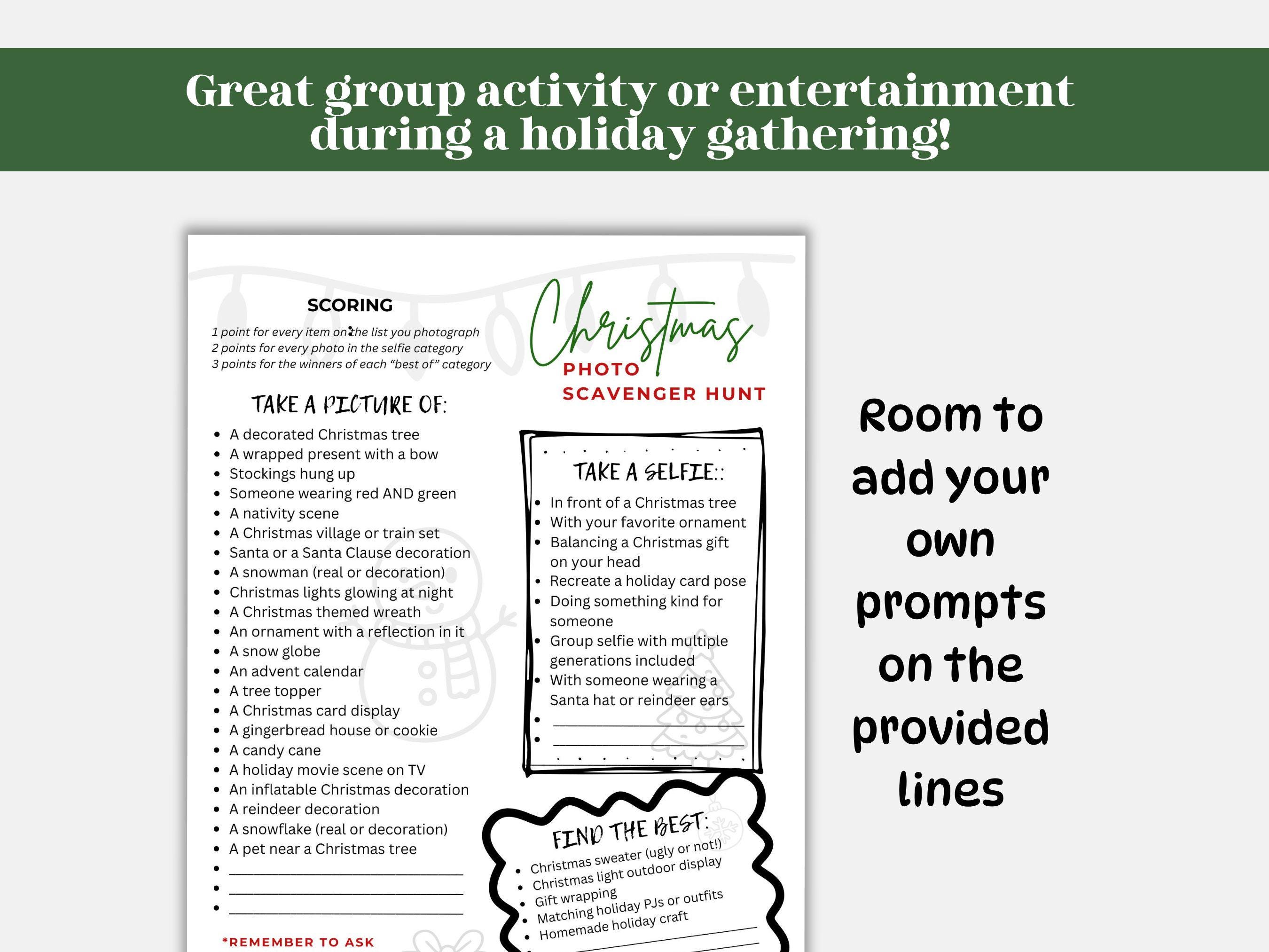 Christmas Photo Scavenger Hunt, Christmas Party Scavenger Hunt, Adult ...