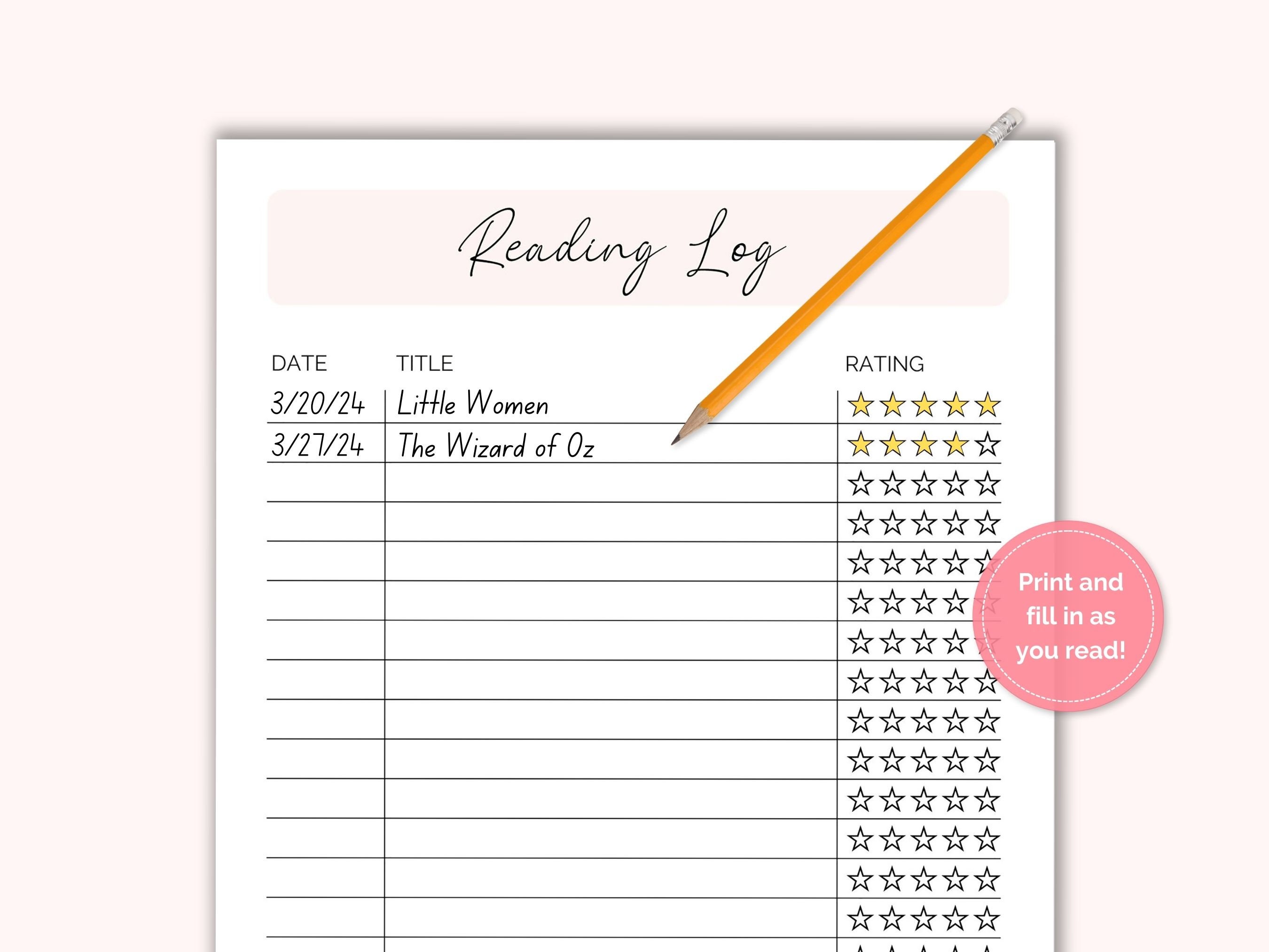 Reading Tracker, Printable Reading Log, Simple Book Tracker, Summer ...