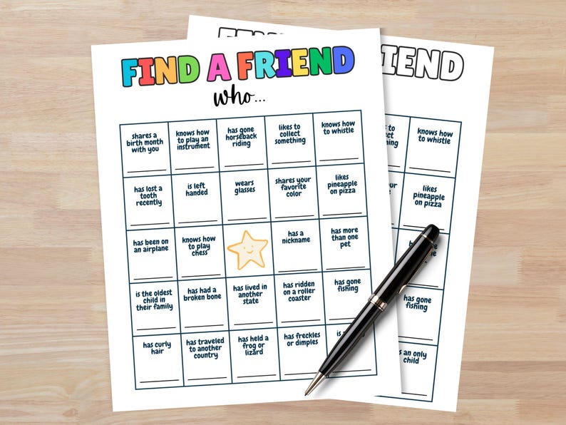 Find Someone Who for Kids, Back to School Find a Friend Game, Printable ...
