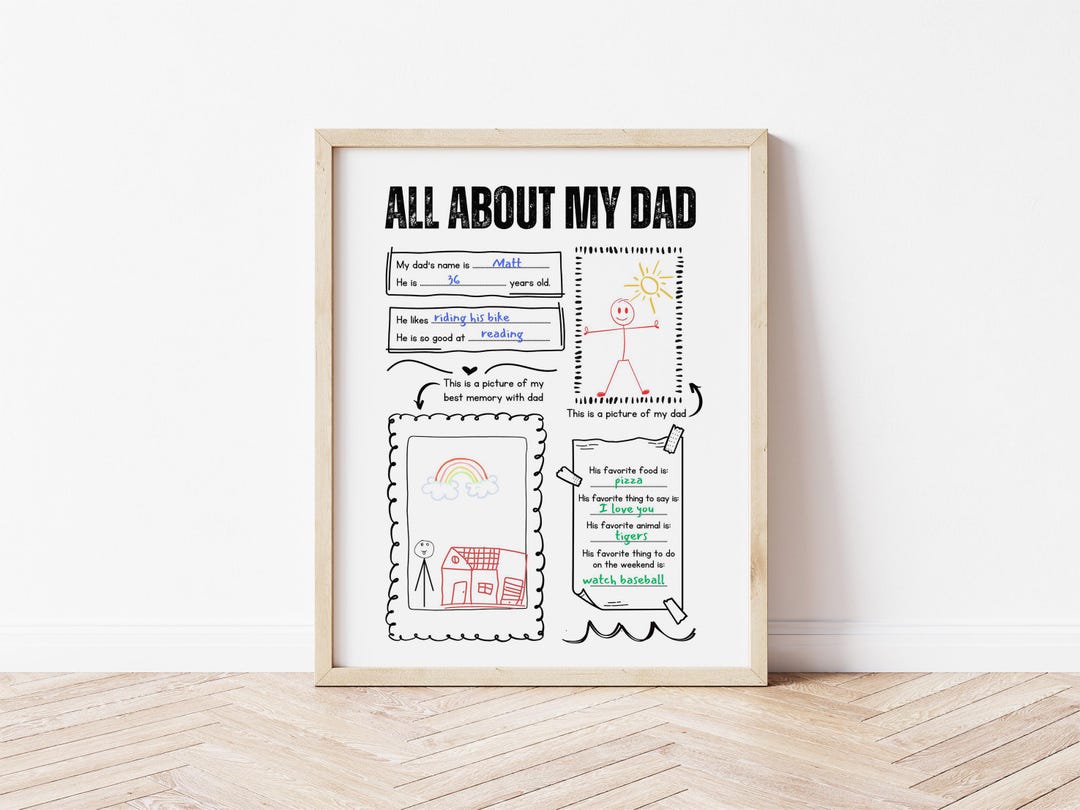 All About My Dad Printable, Fathers Day Questionnaire, Fathers Day ...