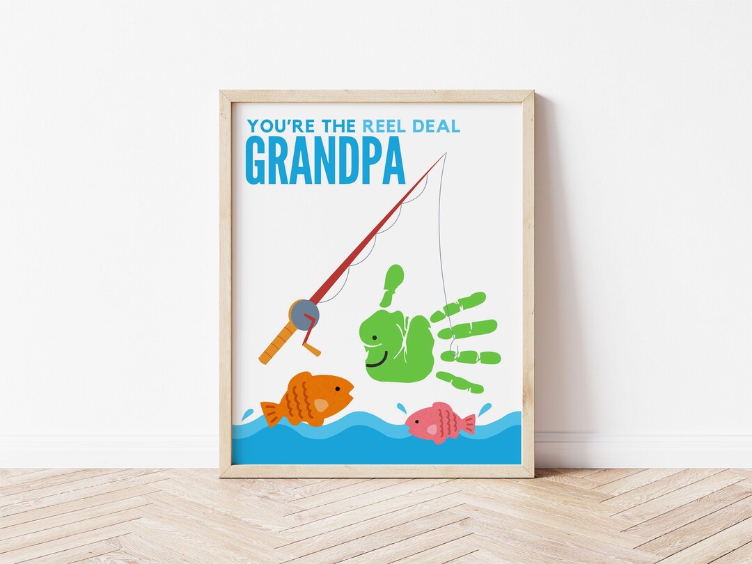 Fathers Day Handprint Craft, Grandpa Fishing Craft, Fishing Fathers Day ...