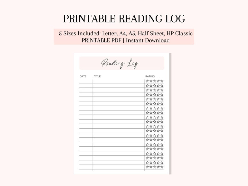 Reading Tracker, Printable Reading Log, Simple Book Tracker, Summer ...