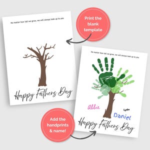 Fathers Day Handprint Tree Art, Fathers Day Craft, Printable Fathers ...