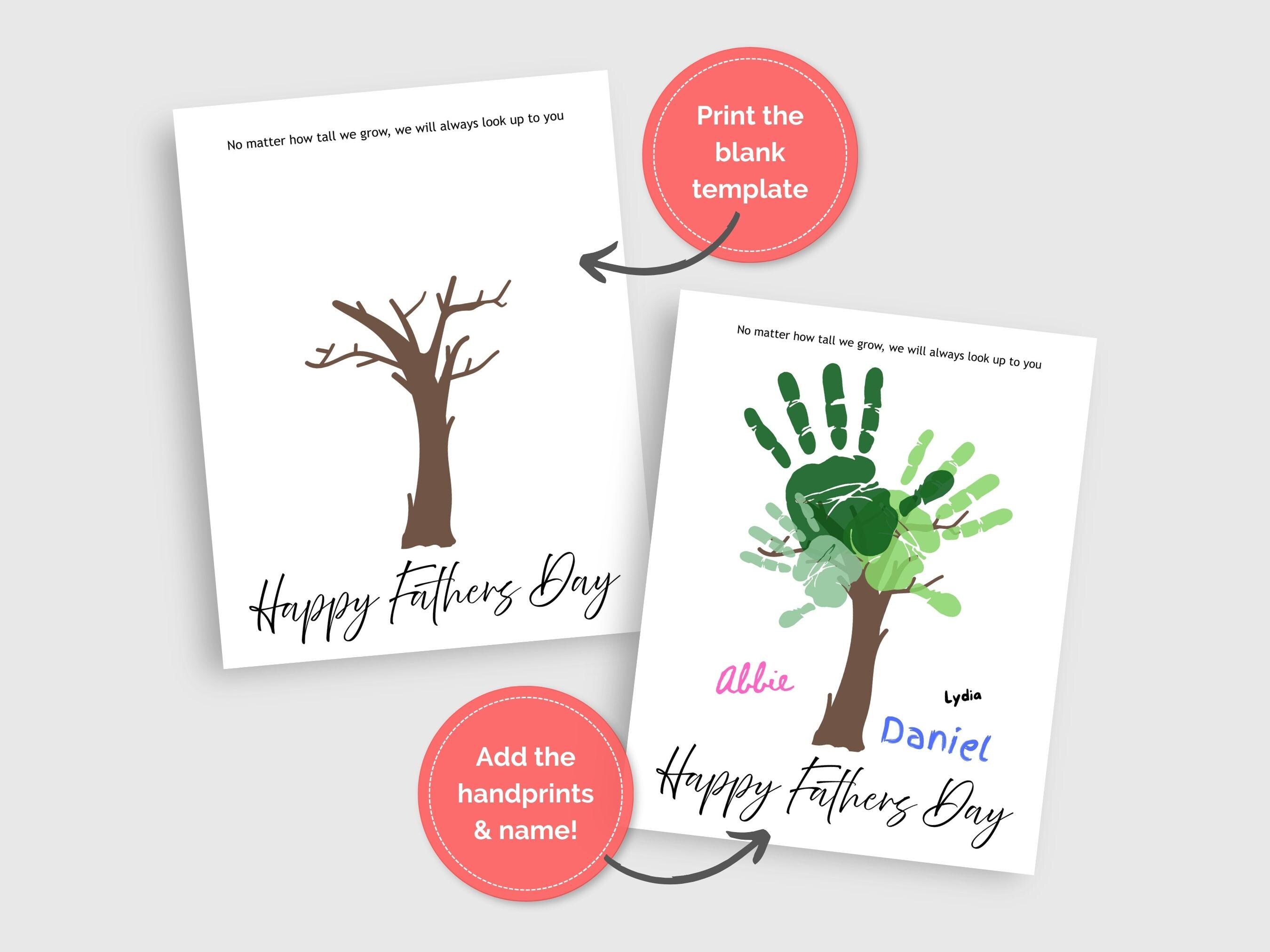 Fathers Day Handprint Tree Art, Fathers Day Craft, Printable Fathers ...
