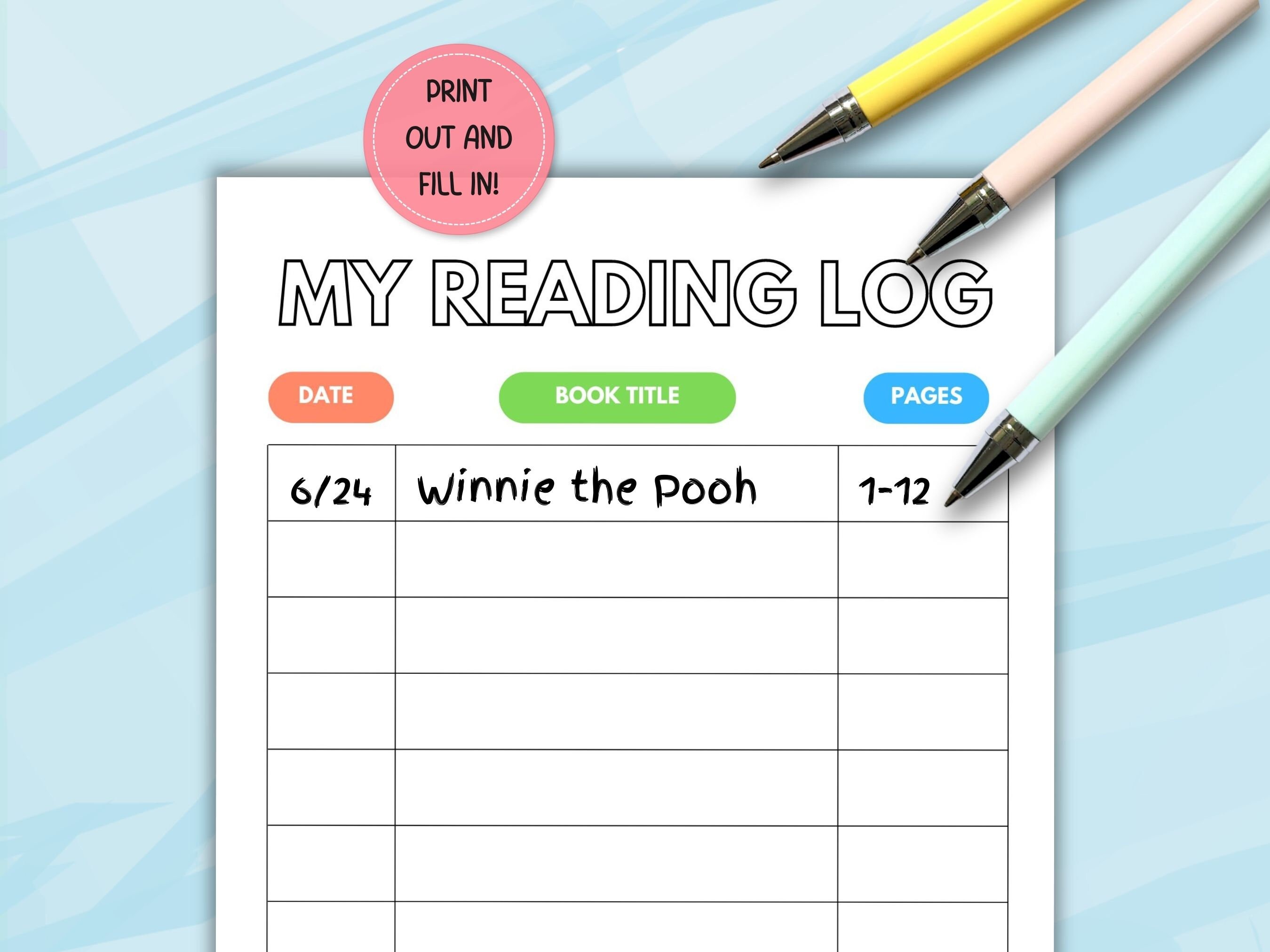 Kids Reading Tracker, Printable Childrens Reading Log, Simple Kid Book ...