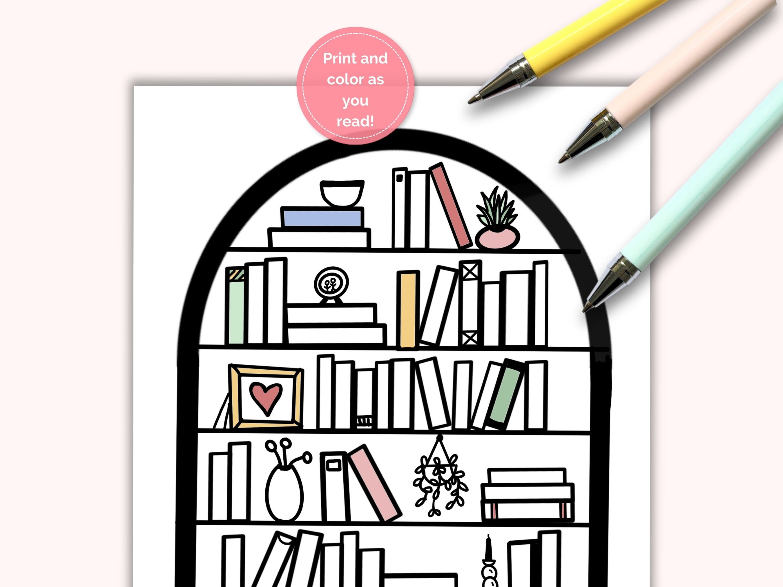 Bookshelf Reading Tracker, Printable Reading Log for Book Lovers, 50 ...