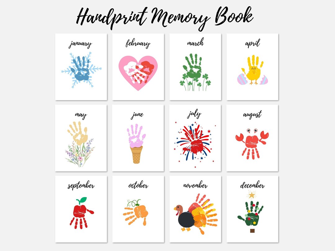 Handprint Calendar, Kids Handprint Memory Book Craft, Handprint Art ...