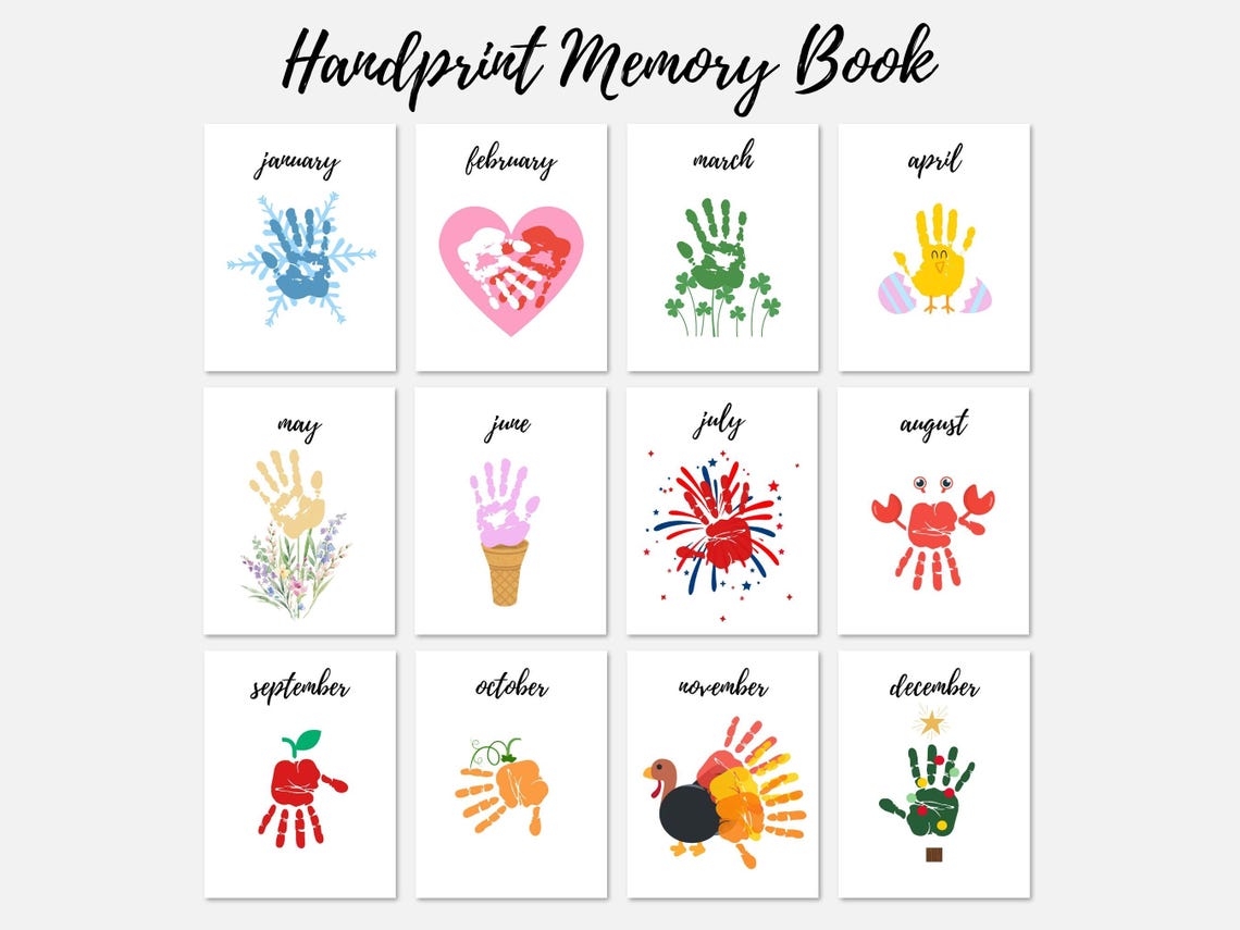 Handprint Calendar, Kids Handprint Memory Book Craft, Handprint Art ...