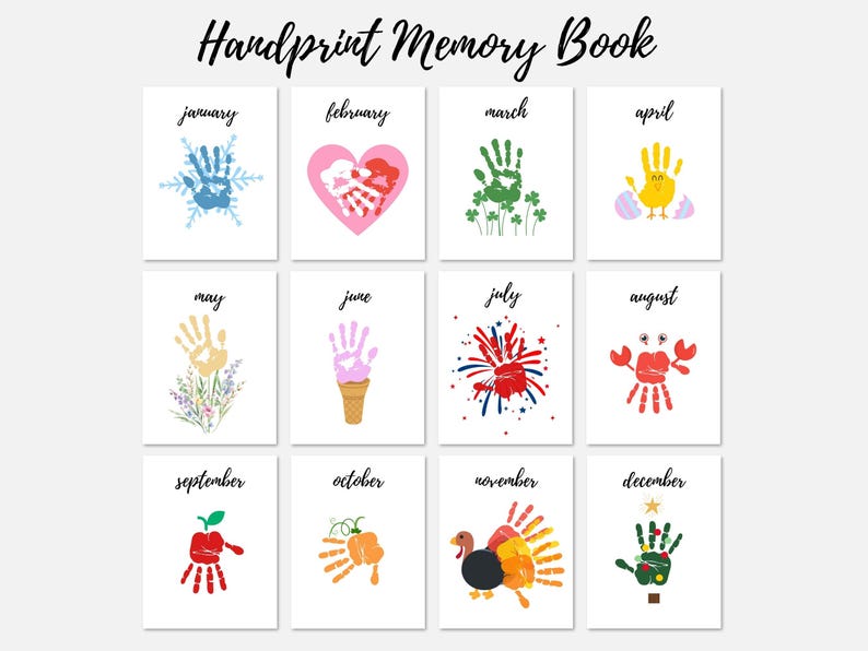 Handprint Calendar, Kids Handprint Memory Book Craft, Handprint Art ...