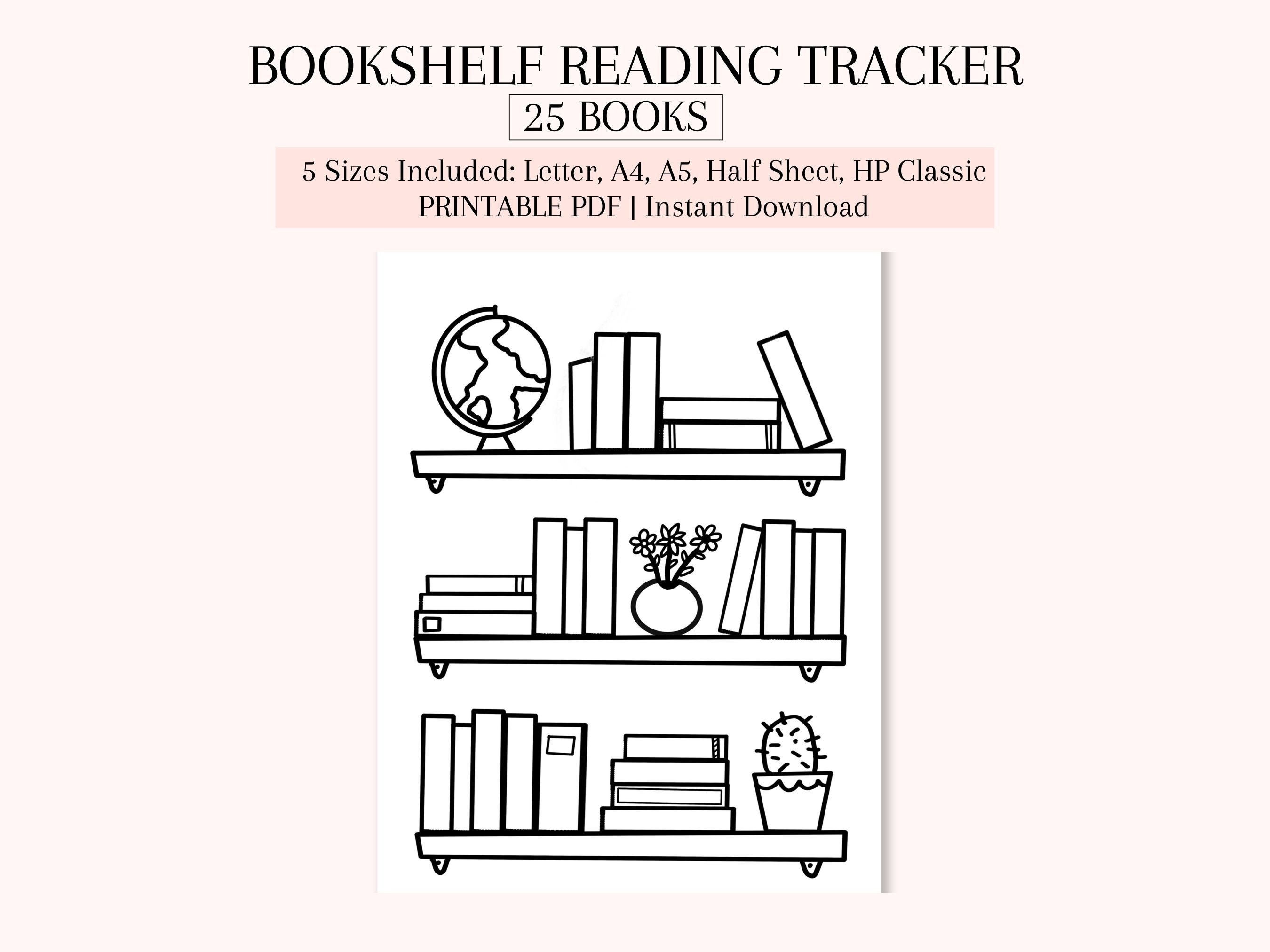 Bookshelf Reading Tracker, Printable Reading Log for Book Lovers, 25 ...