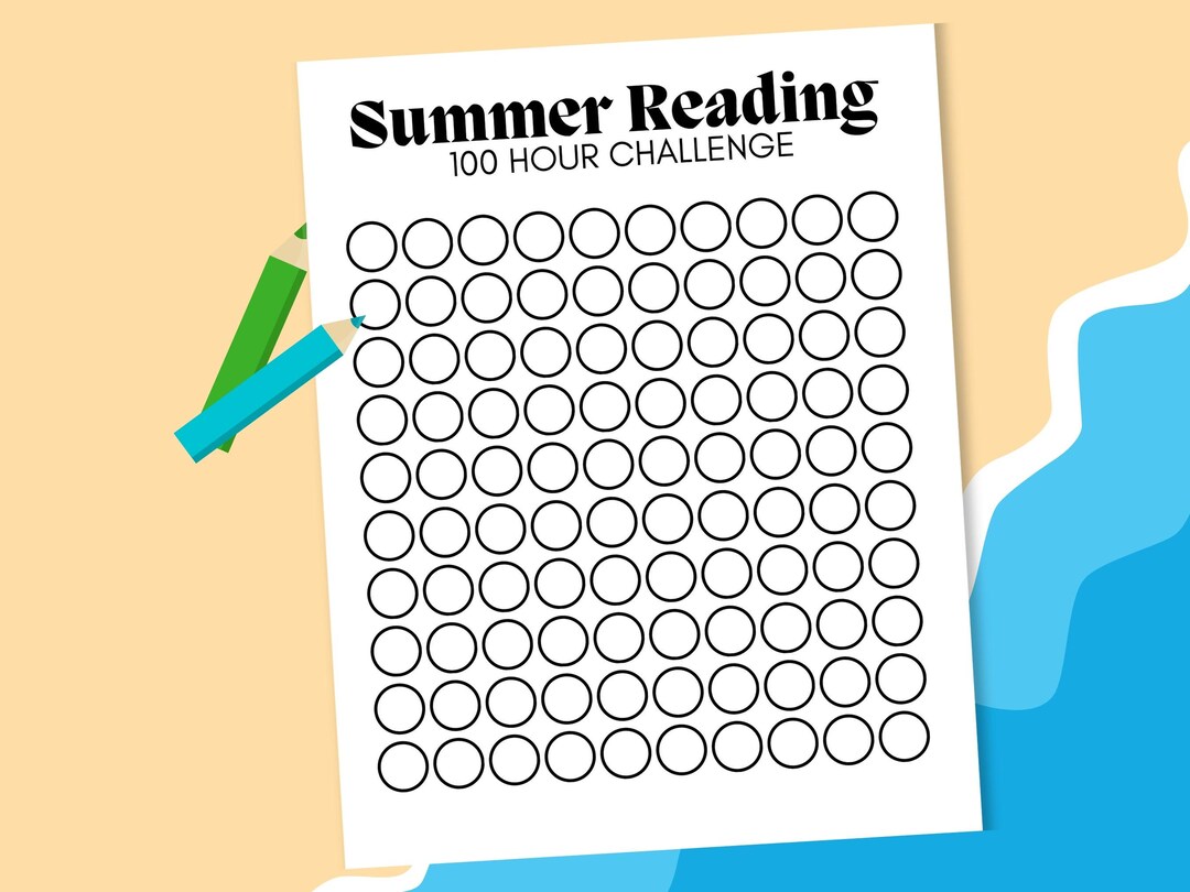 100 Hour Summer Reading Challenge, Summer Book Tracker, Summer Reading ...
