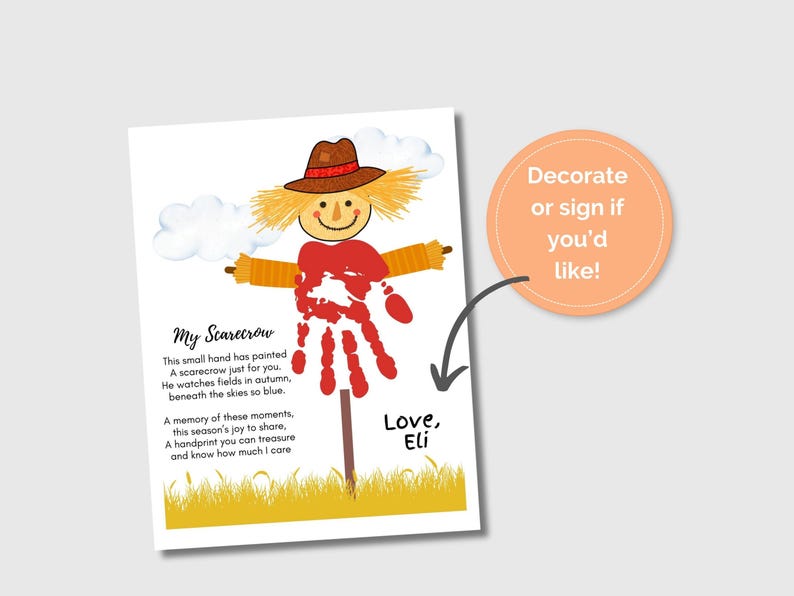 Fall Handprint Craft, Autumn Scarecrow Handprint Art, Fall Crafts for ...