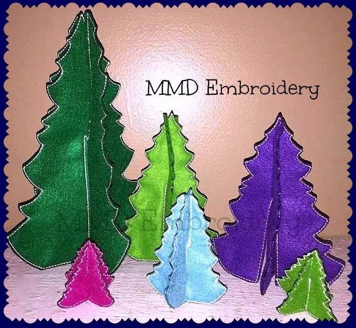 3D Felt Tree Embroidery Design Multiple Sizes Instant - Etsy