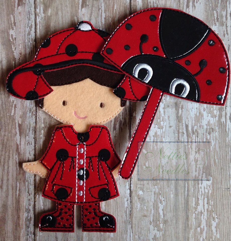FD/NPD Ladybug Rain Gear in the Hoop Un-paper Doll Set Machine ...