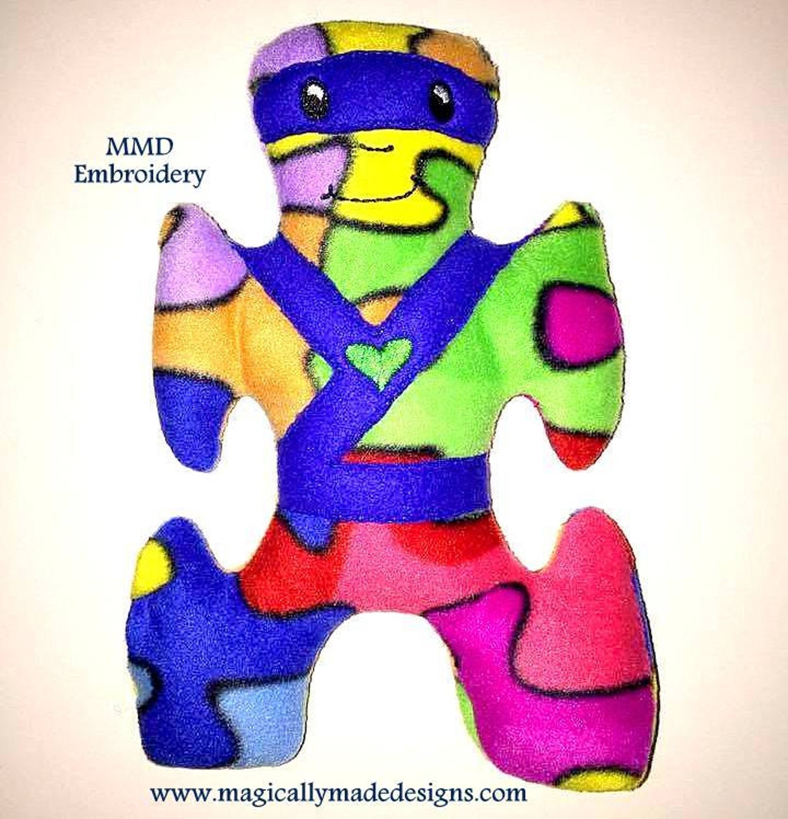 Ninja Puzzle People Softie Autism Awareness Embroidery - Etsy