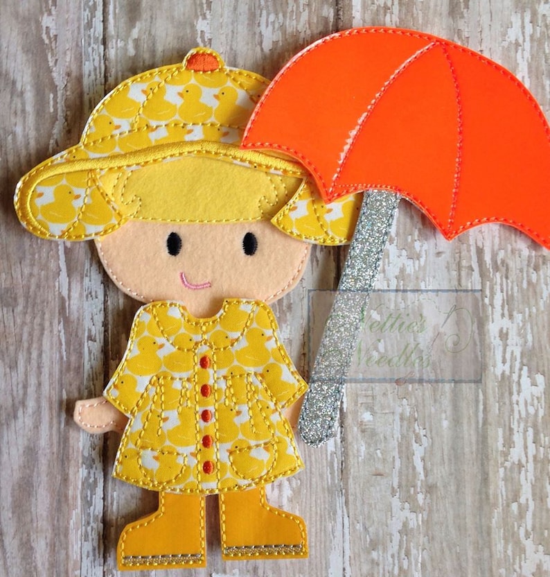 FD/NPD Rain Gear Set in the Hoop Un-paper Doll Set Machine Embroidery ...