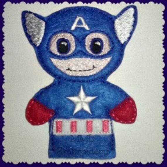 Captainamerica Puppet Embroidery Design DIGITAL DOWNLOAD | Etsy
