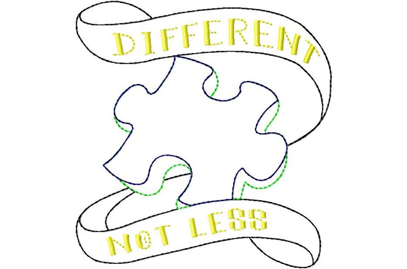 Different, Not Less Tattoo Autism Awareness Redwork Machine Embroidery ...
