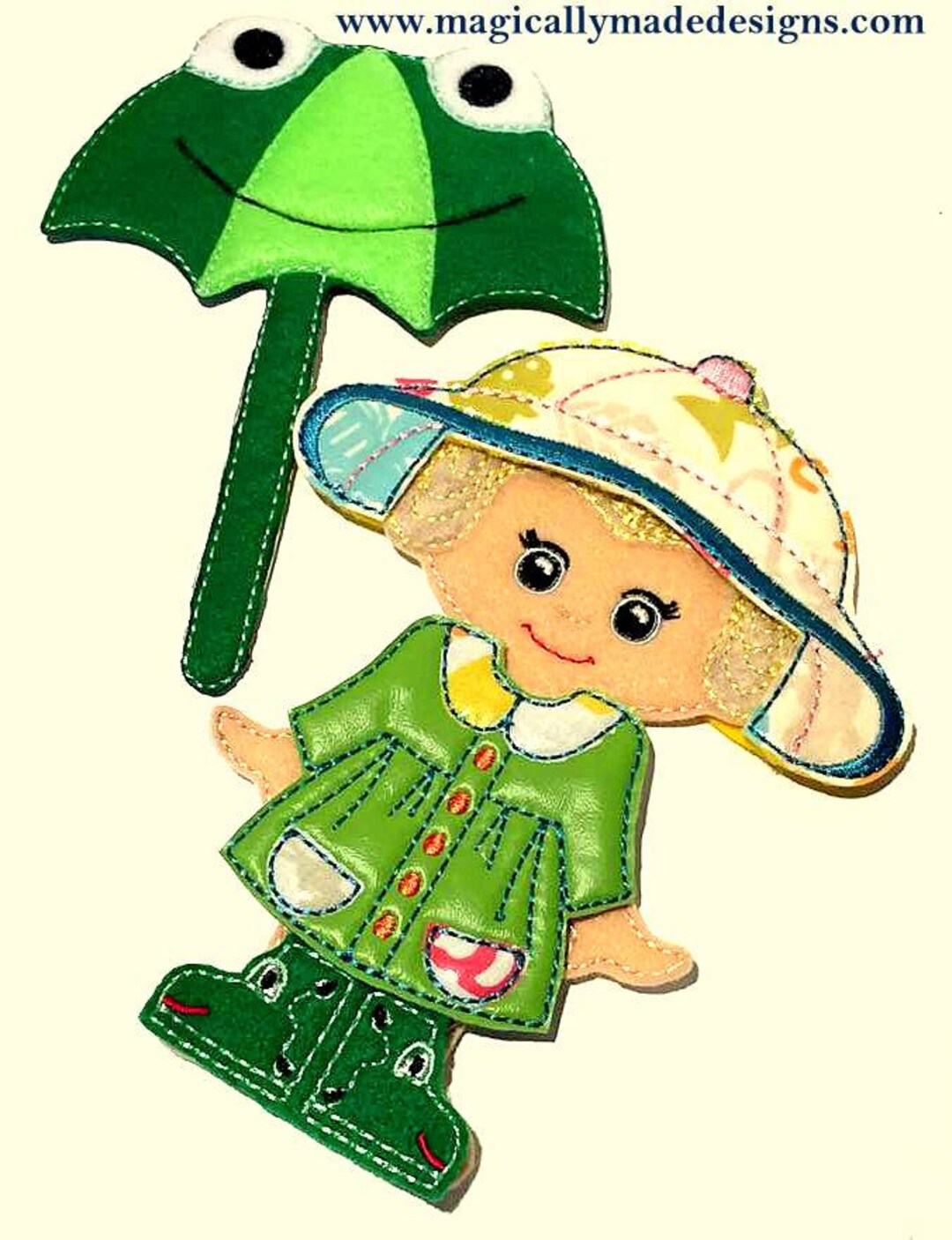 FD/NPD Frog Rain Gear Set - in the Hoop Un-paper Doll Set Machine ...