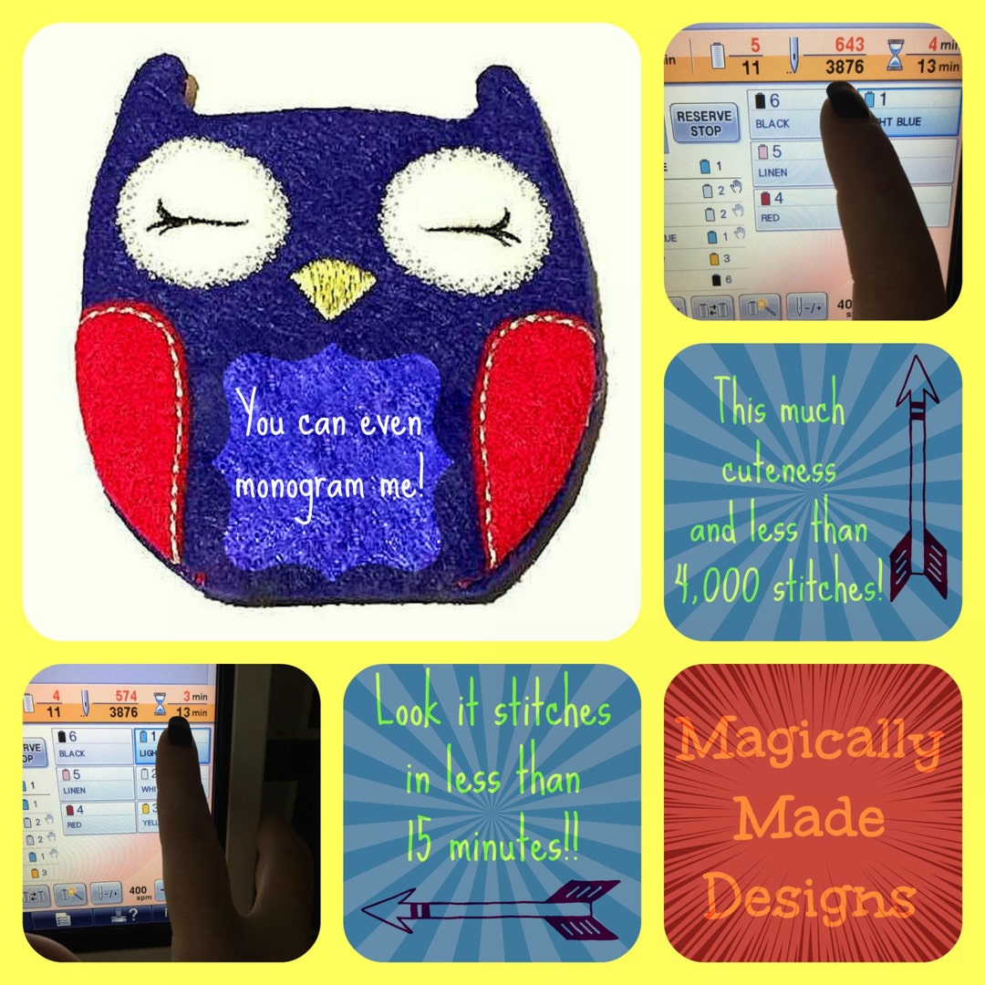 Owl Softie- Embroidery Design - DIGITAL DOWNLOAD - 4X4 Hoop or Larger ...