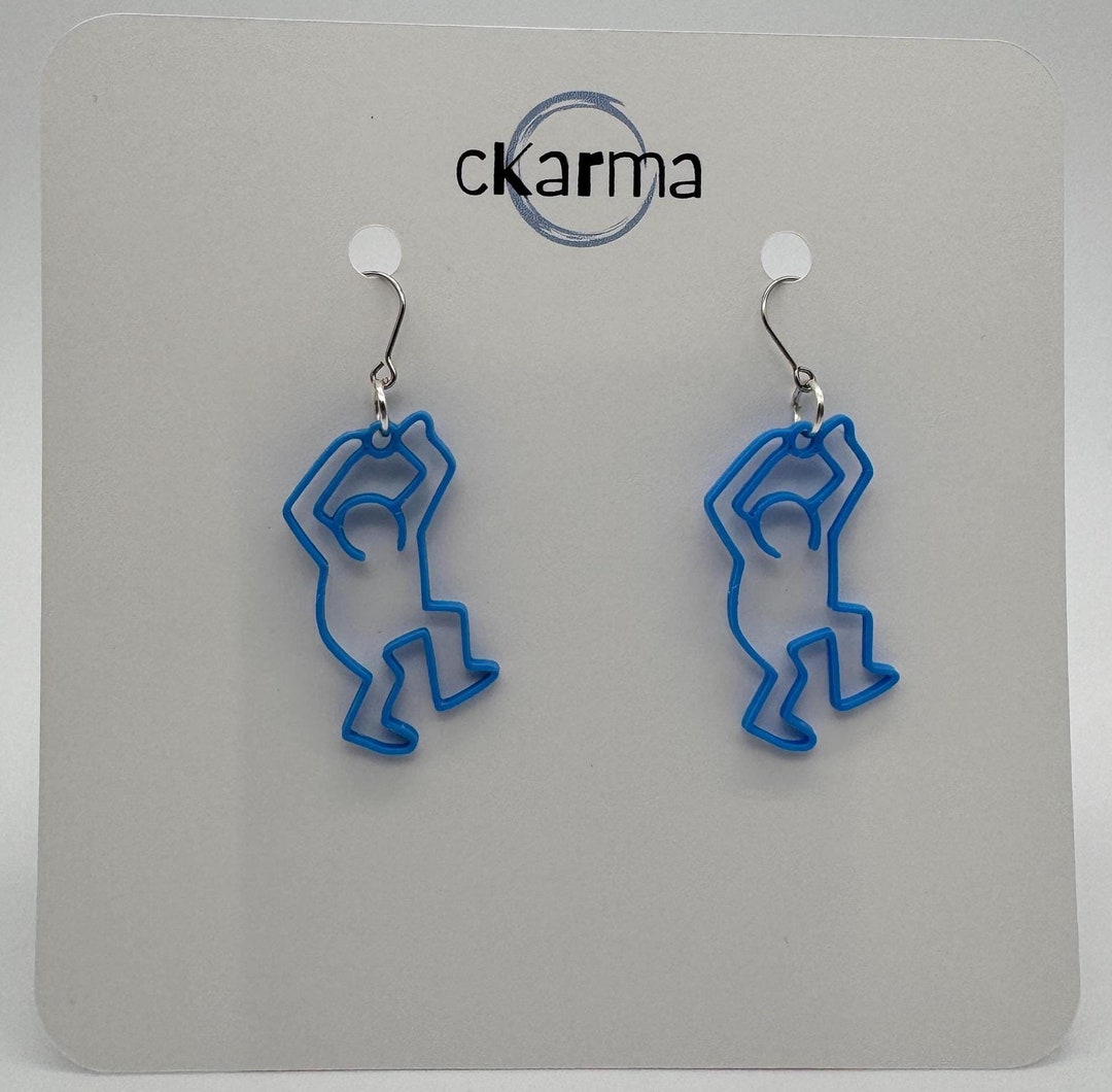 Blue Running Man Pop Art Inspired 3D Printed Earrings Nickel Free ...