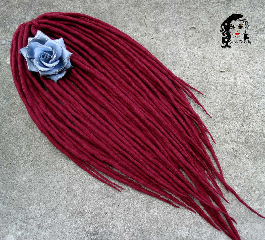 Wool Dreadlocks Dreads Full Set Cherry Red Full Set Double Ended Hair ...