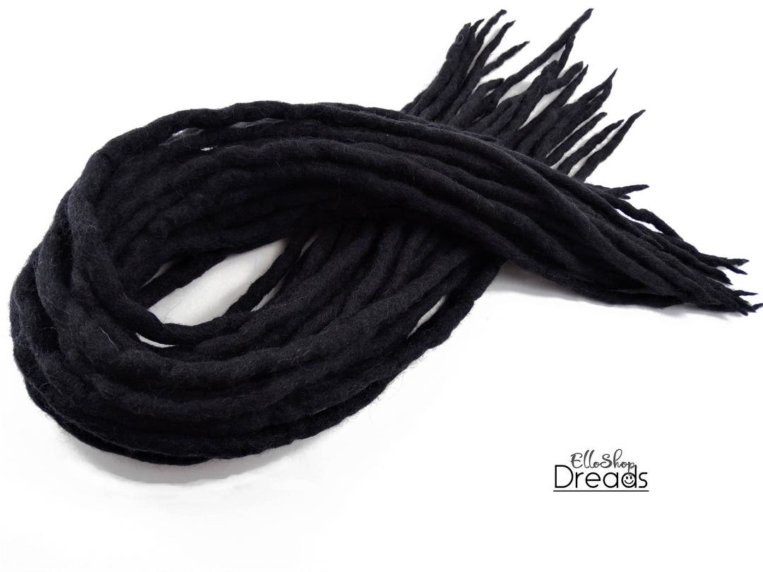Wool Dreadlocks Dreads Full Set DE Black Dread Double Ended Hair ...