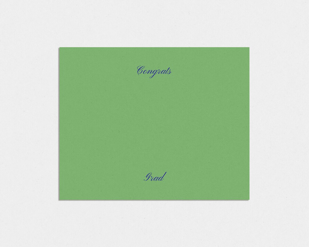 Congrats, Grad - Elegant Folded Card - Green With Blue Cursive Text for ...