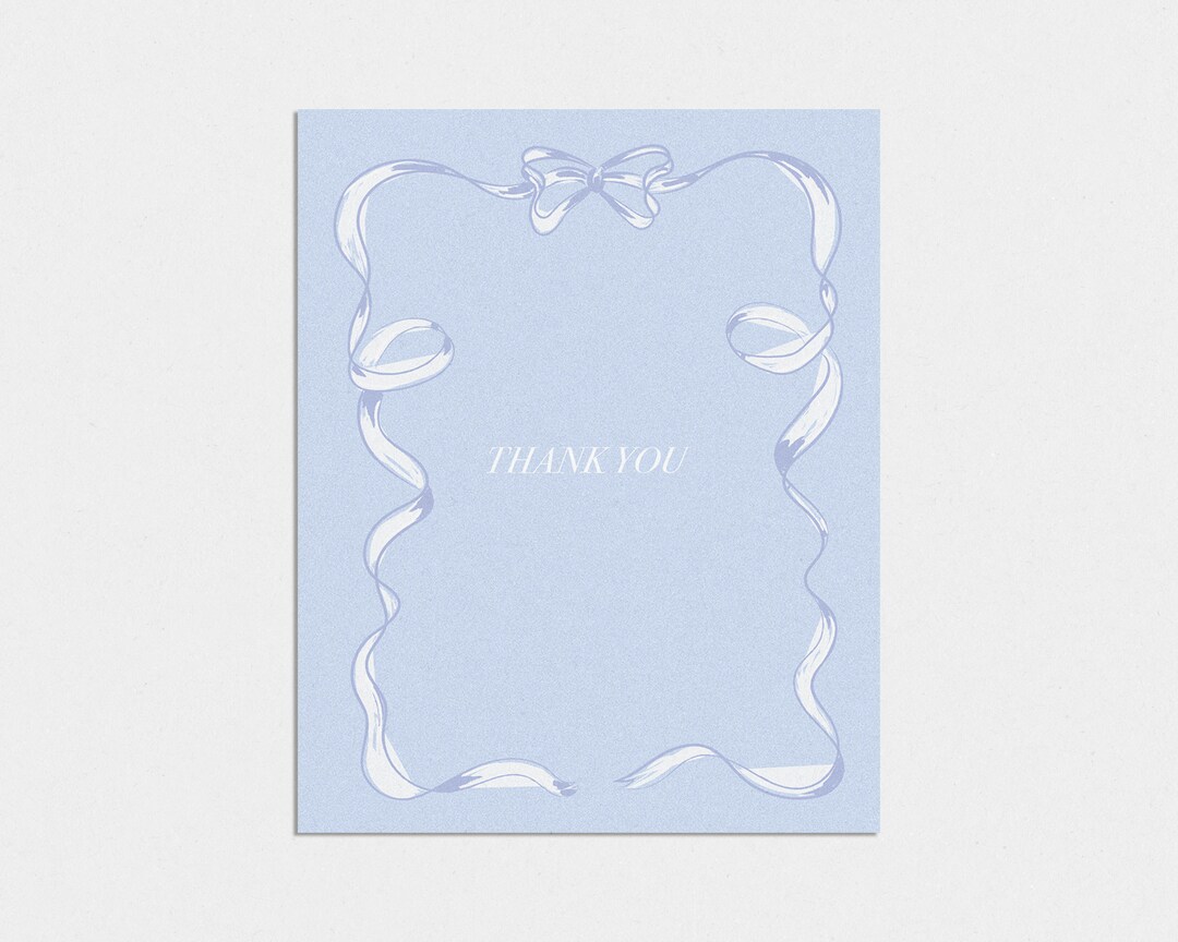 Set of 10 Thank You Postcards Pale Blue Ribbon Border Cute, Vintage ...