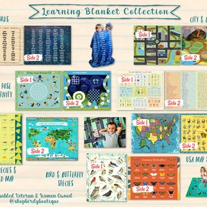 USA Map Kids Blanket - 50in X 60in State and Animal Educational Throw ...