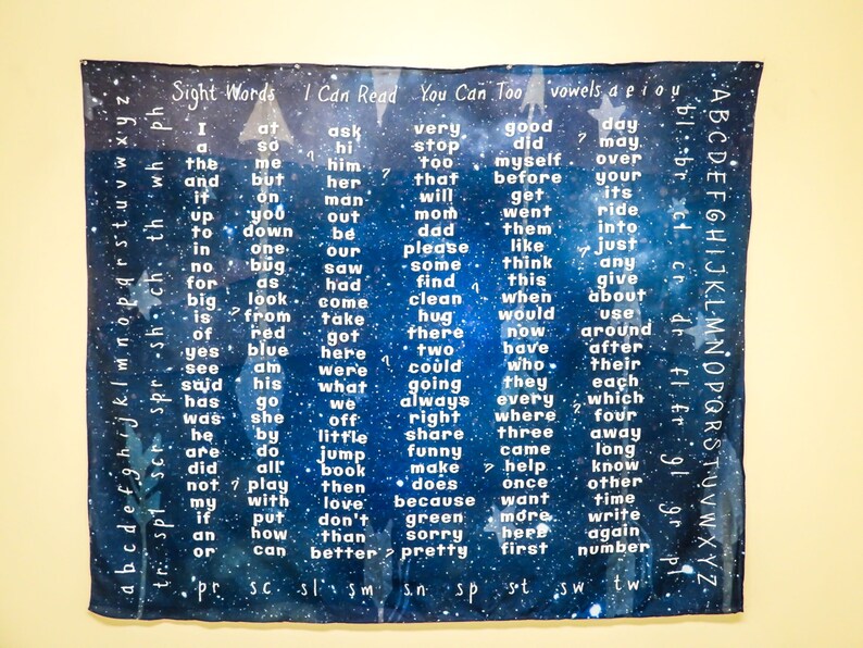 Sight Words Dolch Fry Kindergarten Early Reader Tapestry Wall | Etsy