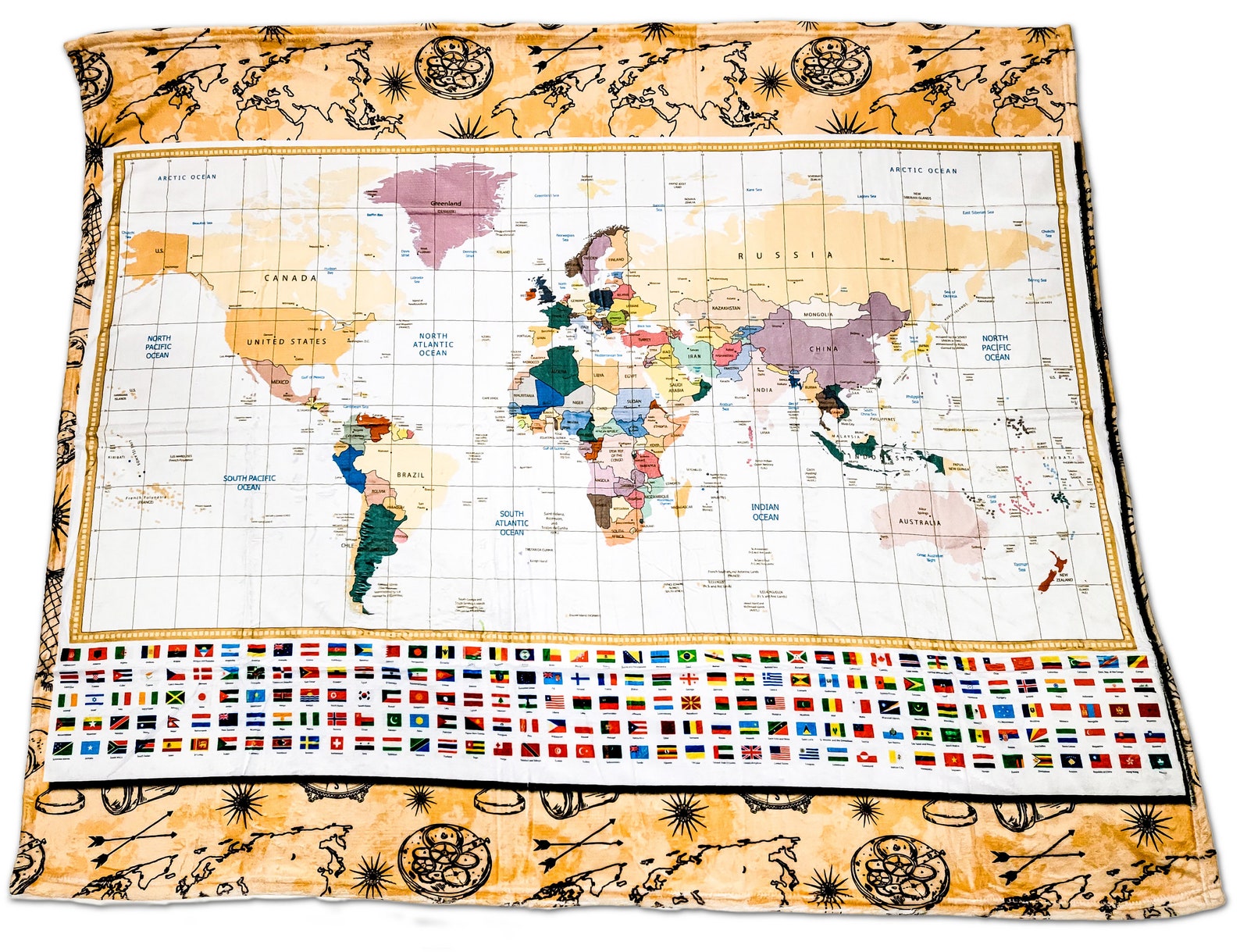 World Map Country Maps Labels Names Educational Blanket Kids - Etsy