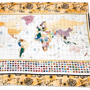 World Map Country Maps Labels Names Educational Blanket Kids Adults ...