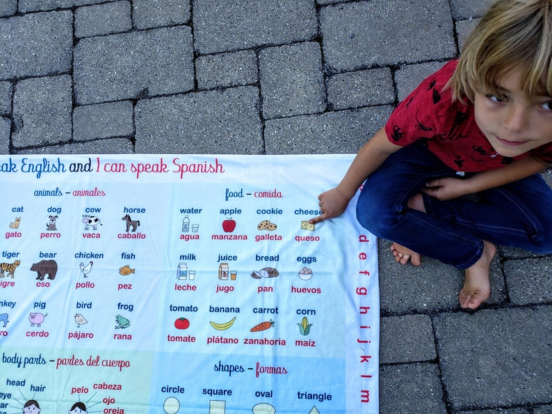 English Spanish Learning Blanket – 50x60 Reversible Minky Educational ...