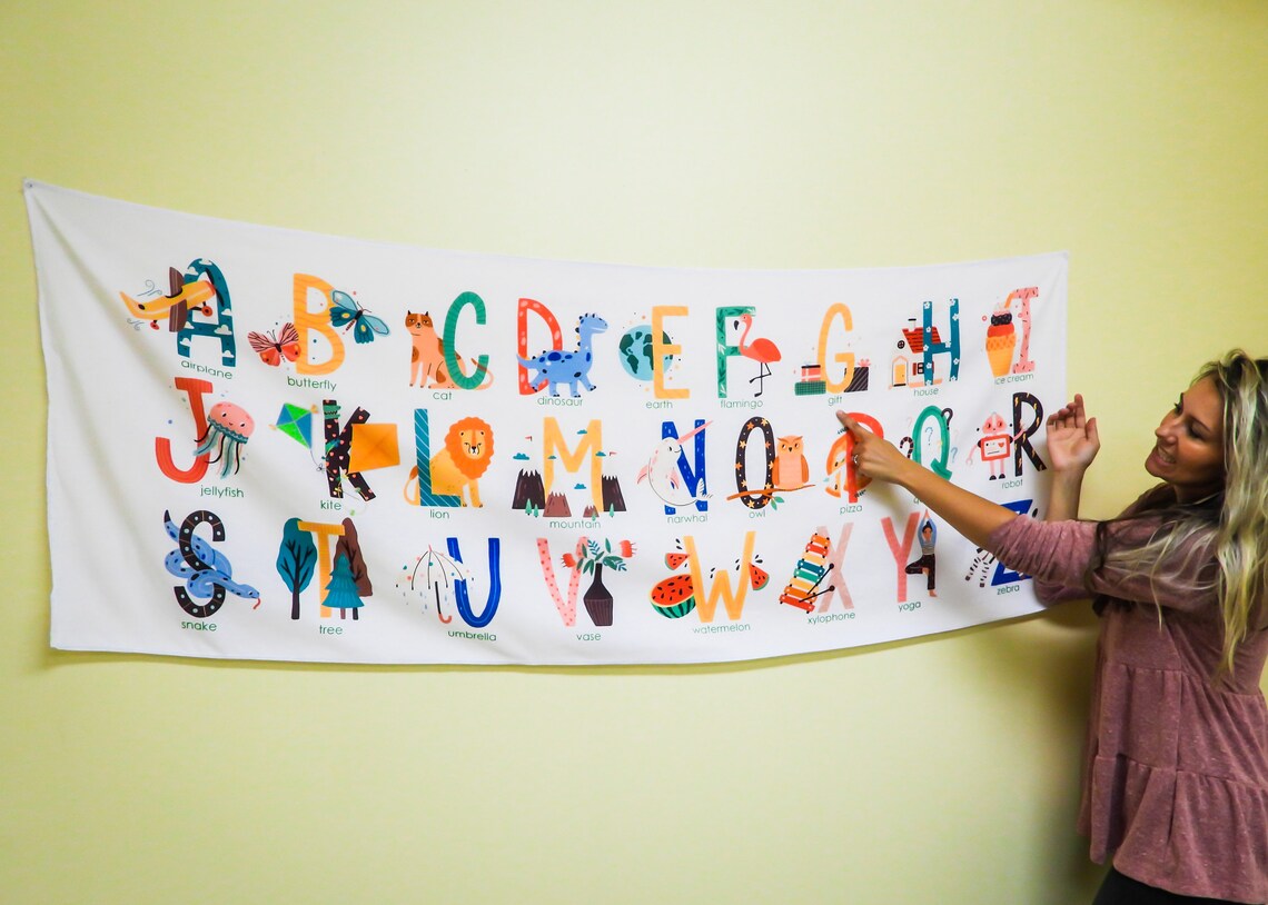 Alphabet Pictures Tapestry for Kids Educational Letters | Etsy