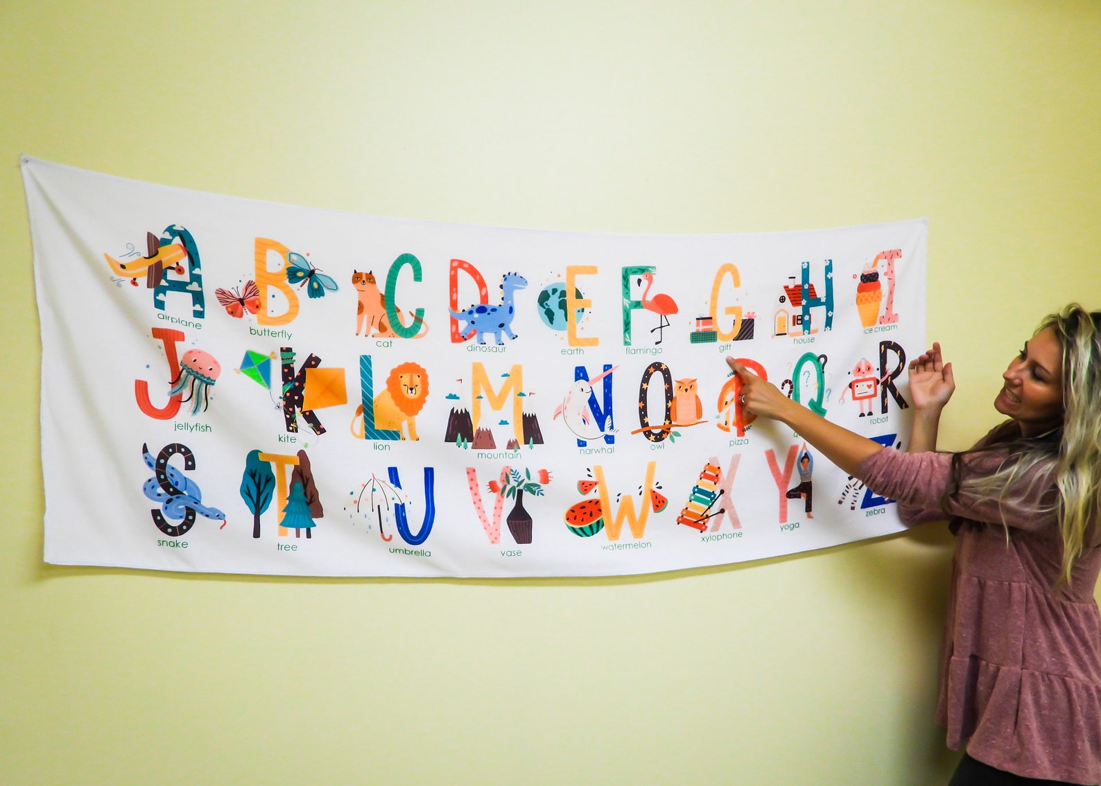 Alphabet Pictures Tapestry for Kids Educational Letters | Etsy