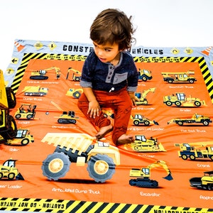 Construction Vehicles and Construction Site Playmat Educational Blanket ...